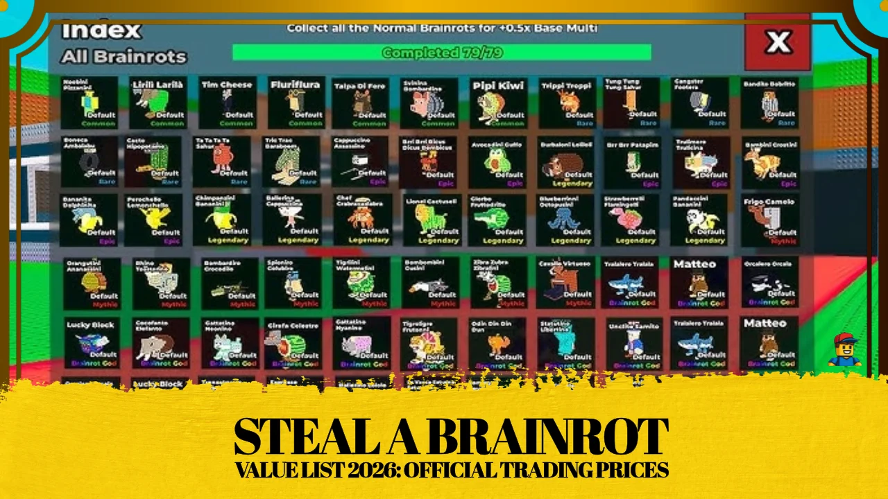 Steal a Brainrot Value List 2026: Official Trading Prices | BloxUltra ...